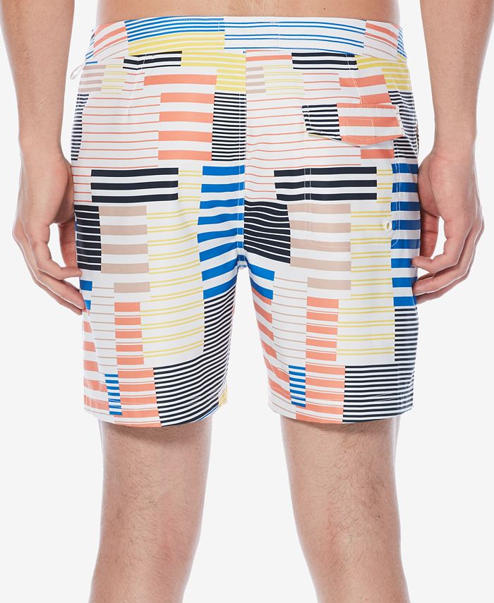 Original Penguin Men's Patchwork Striped 6" Swim Trunks - Macy's
