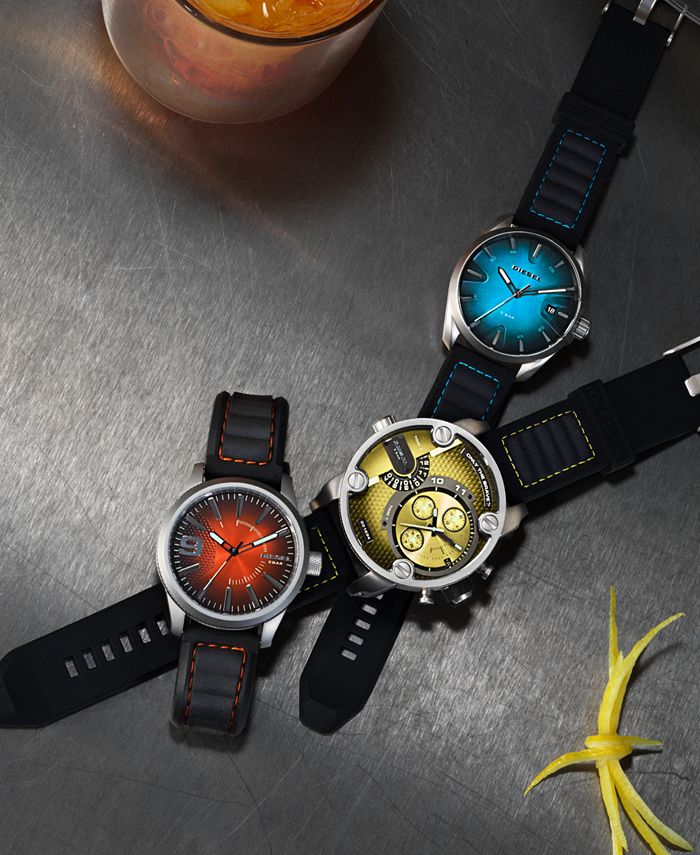 Diesel Men's Rasp NSBB Black Silicone Strap Watch 46mm - Macy's