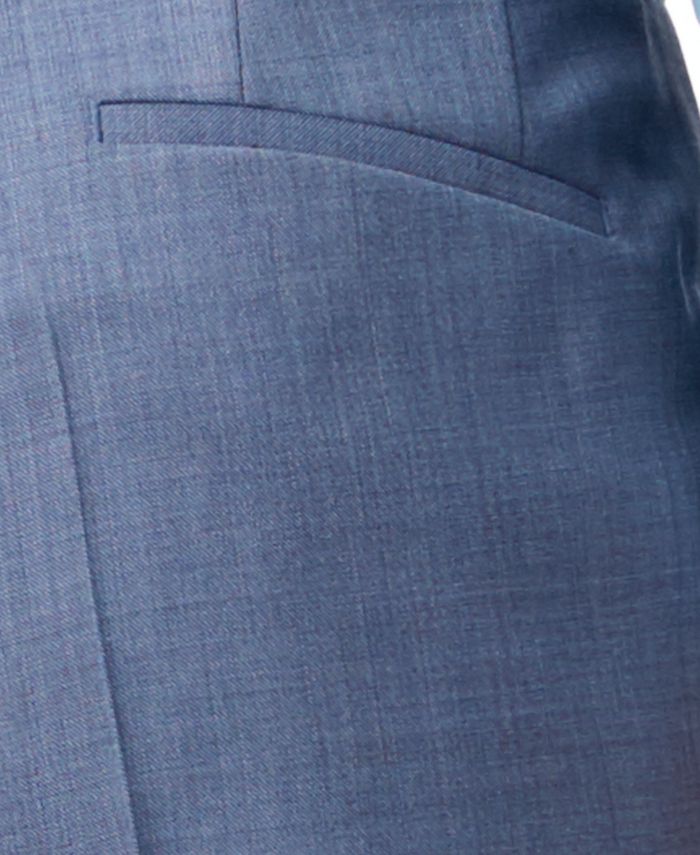 HUGO Men's Modern-Fit Medium Blue Textured Suit - Macy's