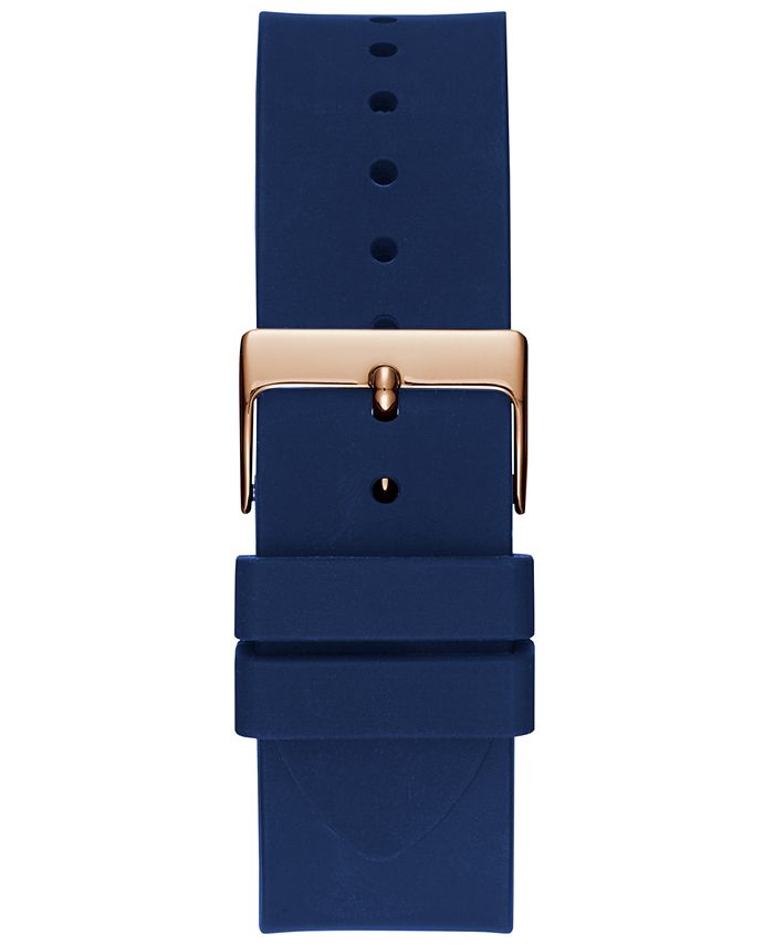 GUESS Men's Blue Silicone Strap Watch 48mm - Macy's
