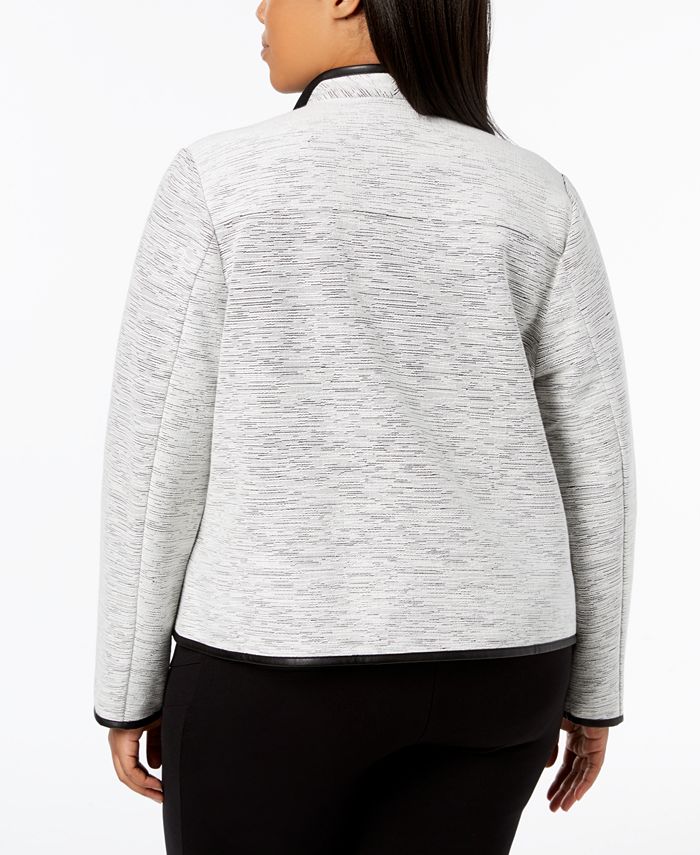 Calvin Klein Plus Size Line-Detail Flyaway Jacket - Macy's