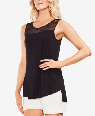 Vince Camuto Sheer Daisy Eyelet & Solid Top - Macy's