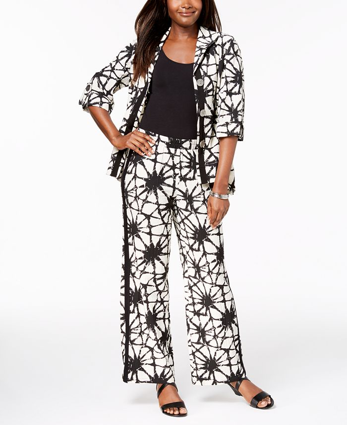 JM Collection Printed 3/4-Sleeve Crinkle Jacket, Created for Macy's ...