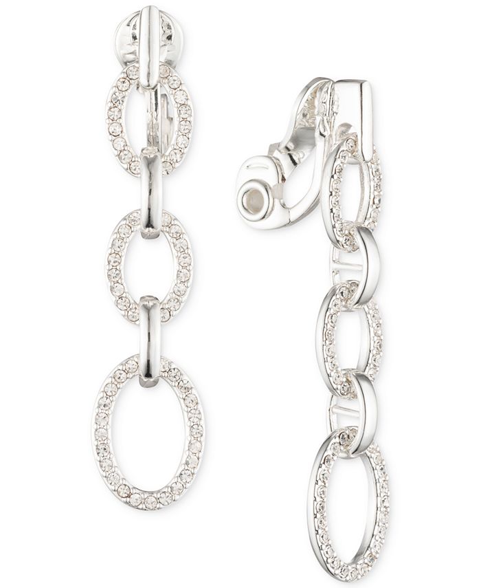 Lauren Ralph Lauren Silver-Tone Pavé Link Drop Earrings - Macy's