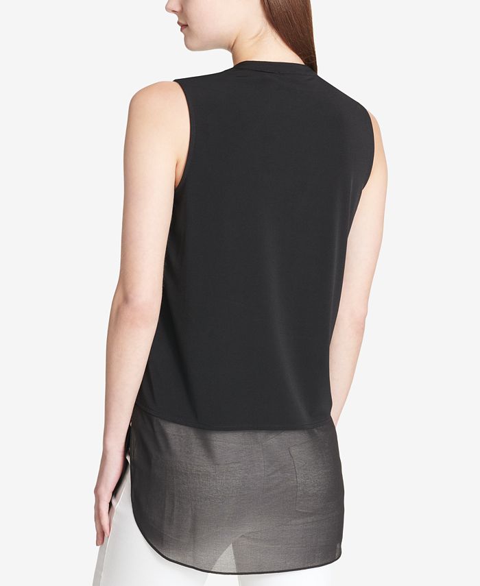 Calvin Klein Sheer-Hem Sleeveless Shirt - Macy's