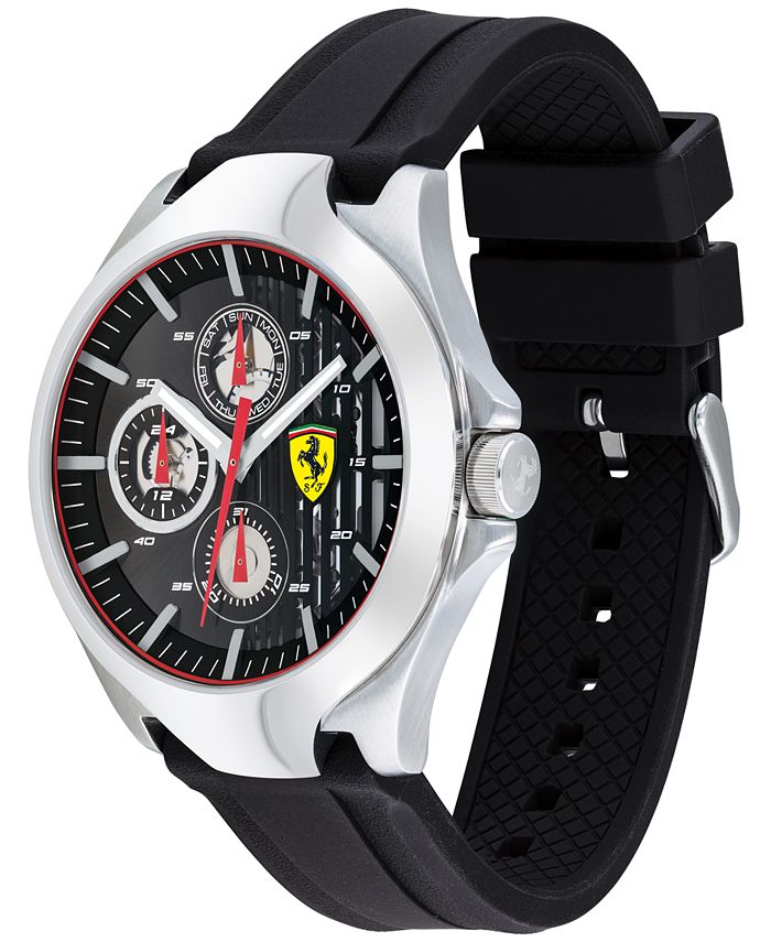 Ferrari Men's Chronograph Aero Black Silicone Strap Watch 44mm - Macy's