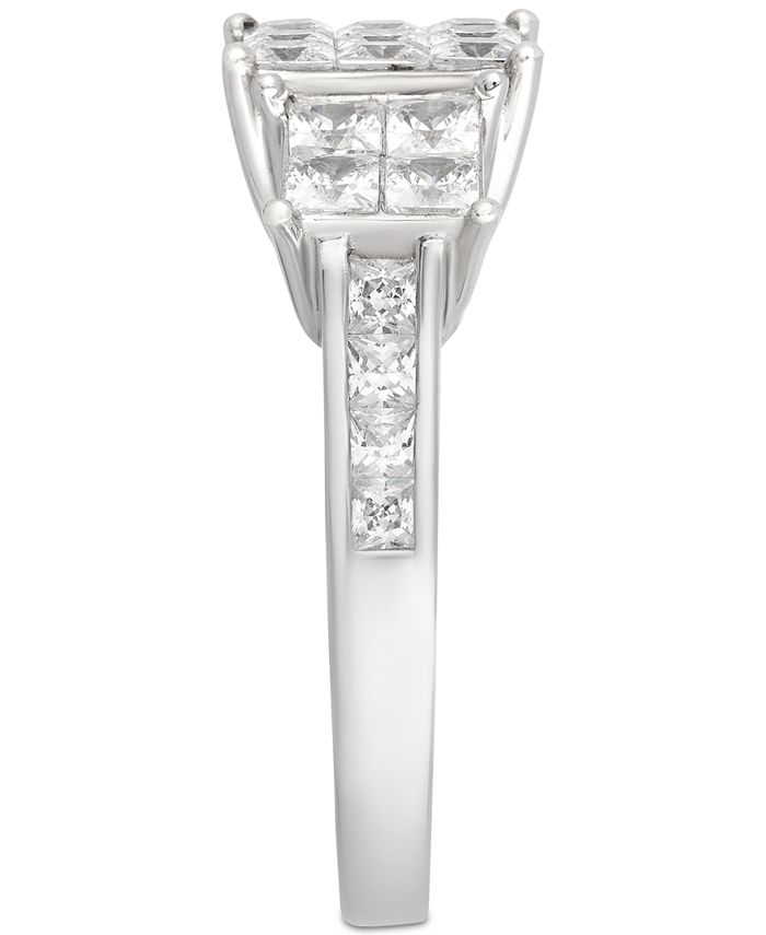 Macy's Diamond Princess Cluster Engagement Ring (2 ct. t.w.) in 14k ...