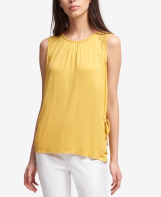 DKNY Lace-Yoke Side-Tie Tank Top, Created for Macy's - Macy's