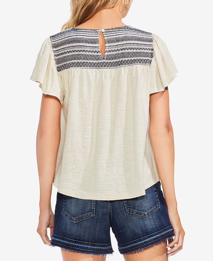 Vince Camuto Cotton Embroidered Top - Macy's