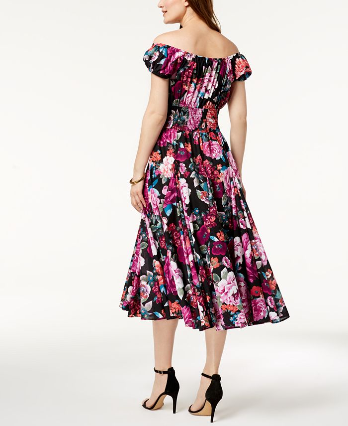 INC International Concepts I.N.C. Printed Smocked Dress, Created for ...