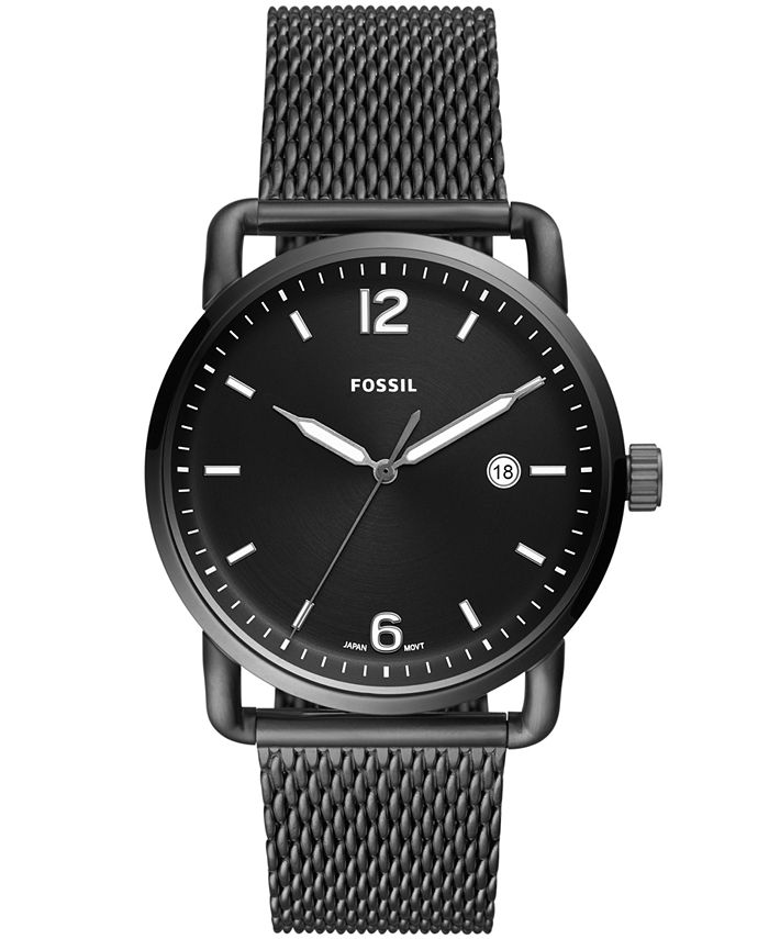 Fossil Men's Commuter Smoke-Tone Stainless Steel Bracelet Watch 42mm ...