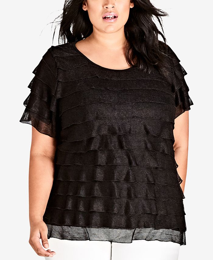 City Chic Trendy Plus Size Ruffled Top - Macy's