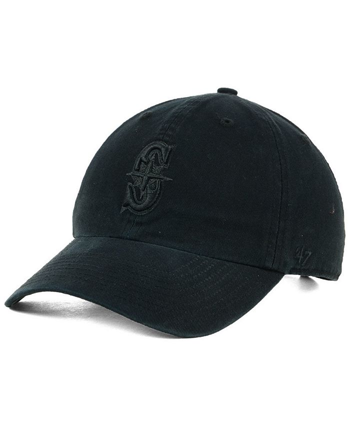 '47 Brand Seattle Mariners Black on Black CLEAN UP Strapback Cap - Macy's