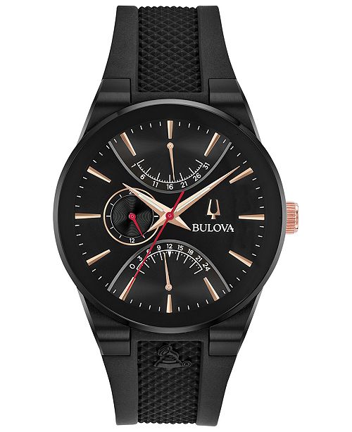 Bulova Men's Latin GRAMMY® Black Silicone Rubber Strap Watch 41mm ...