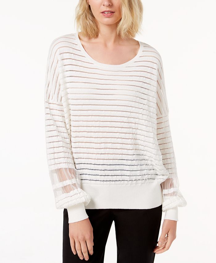 French Connection Mesh Stripe Sweater - Macy's