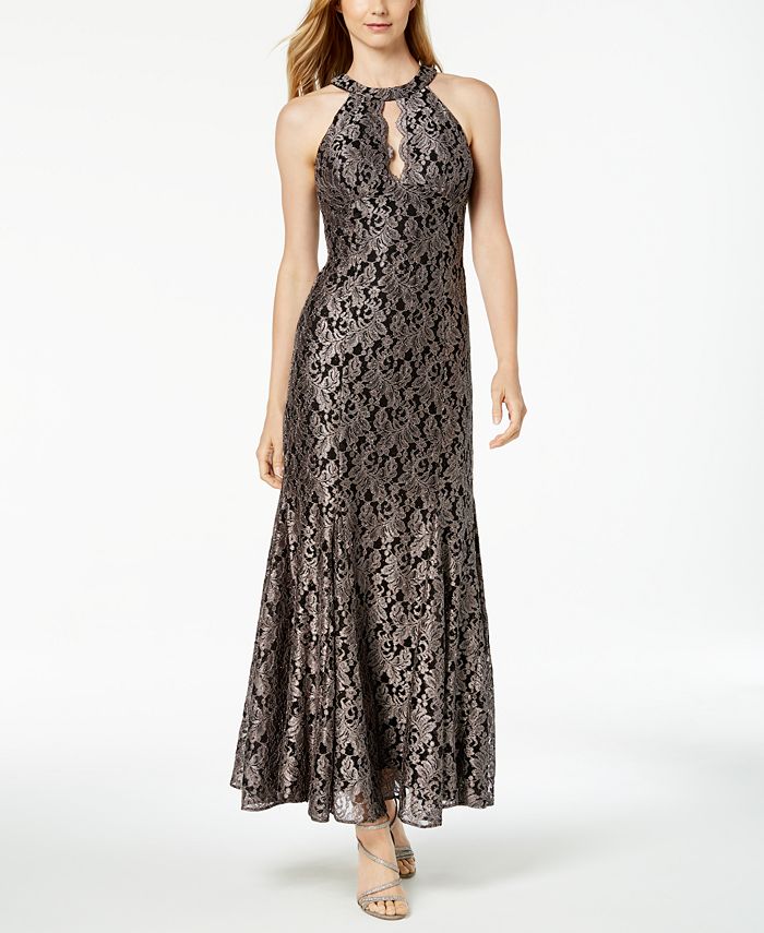 Nightway Glitter-Lace Keyhole Gown & Reviews - Dresses - Women - Macy's