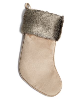 Holiday Lane Brown Cuff Stocking, Created for Macy's - Macy's