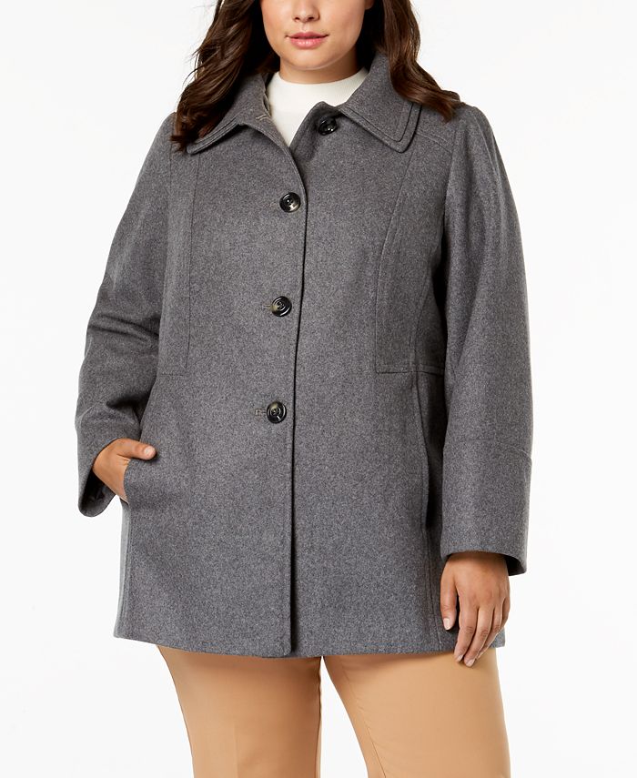 London Fog Plus Size Layered-Collar Peacoat - Macy's