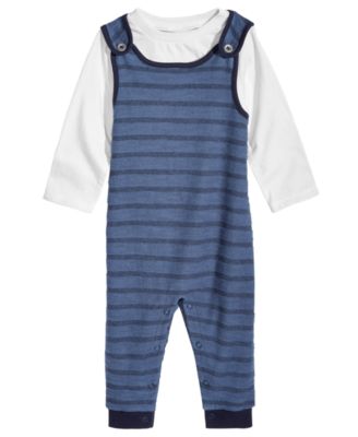 First Impressions Baby Boys 2-Pc. T-Shirt & Striped Overall Set, Created for Macy's - Macy's