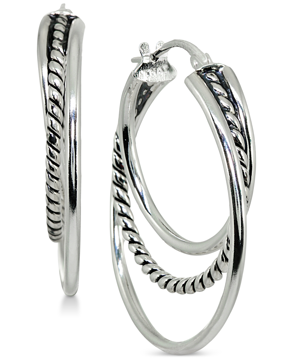 Click here for Giani Bernini Small Textured Triple Hoop Earrings... prices