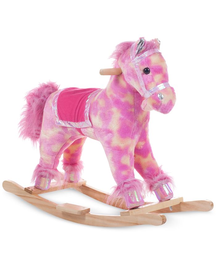 Trademark Global Happy Trails Pink Plush Rocking Pony, 25" x 28.75" x ...
