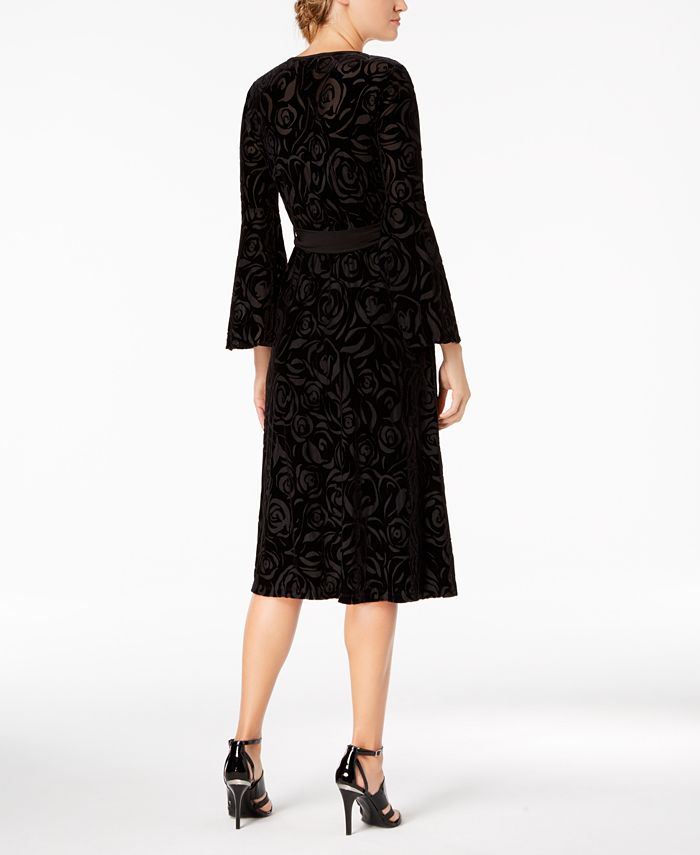 Calvin Klein Burnout Velvet Faux-Wrap Midi Dress - Macy's