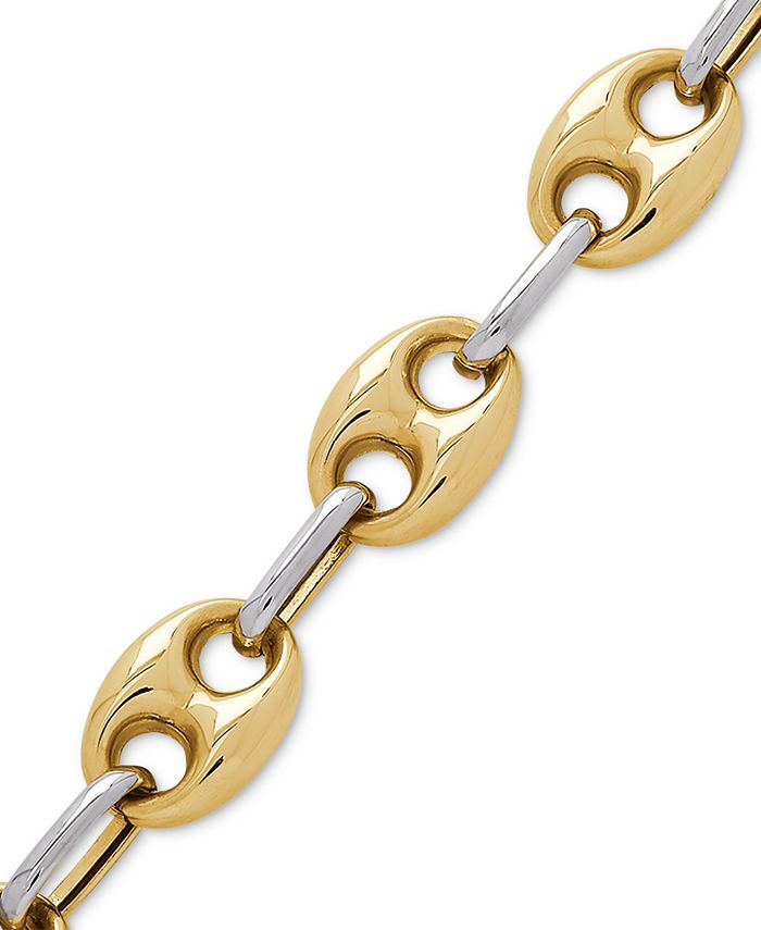 Italian Gold Two-Tone Mariner Link Chain Bracelet in 14k Gold & White ...