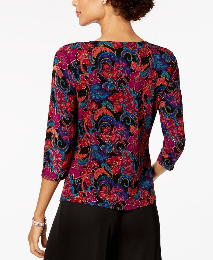 MSK Printed Cowl-Neck Top - Macy's