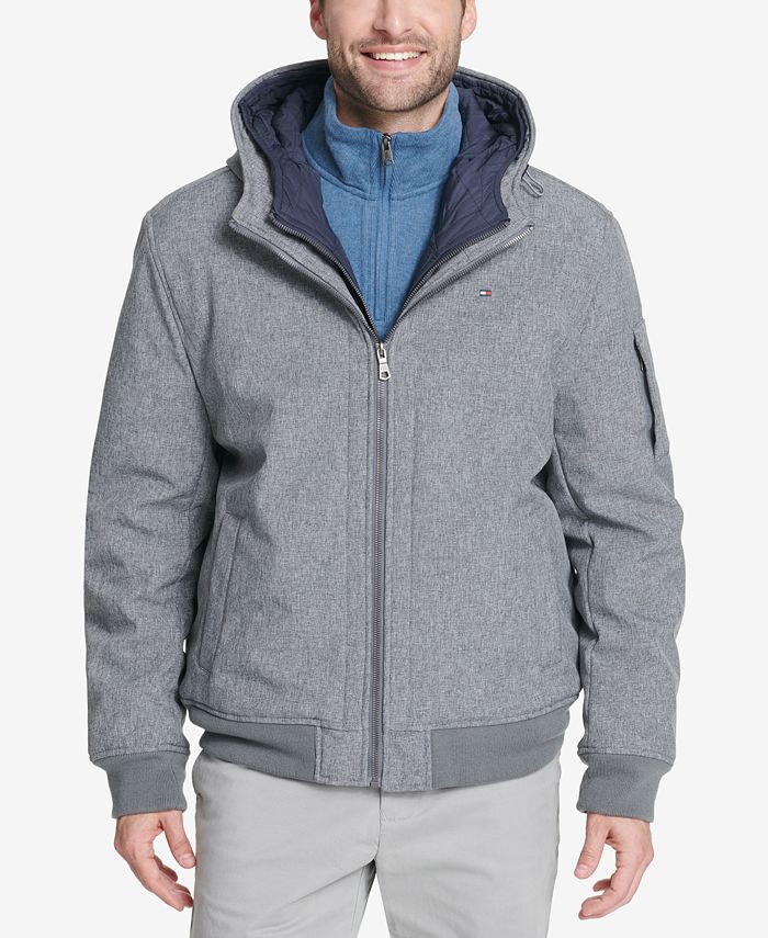 Tommy Hilfiger Soft-Shell Hooded Bomber Jacket with Bib - Macy's