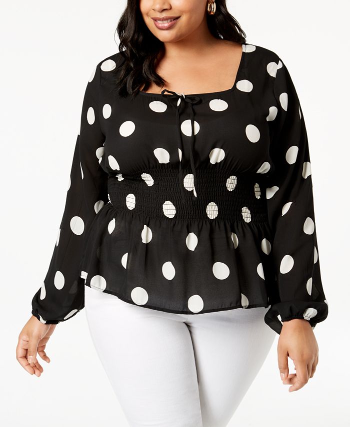 Planet Gold Trendy Plus Size Smocked Dot Top Macys