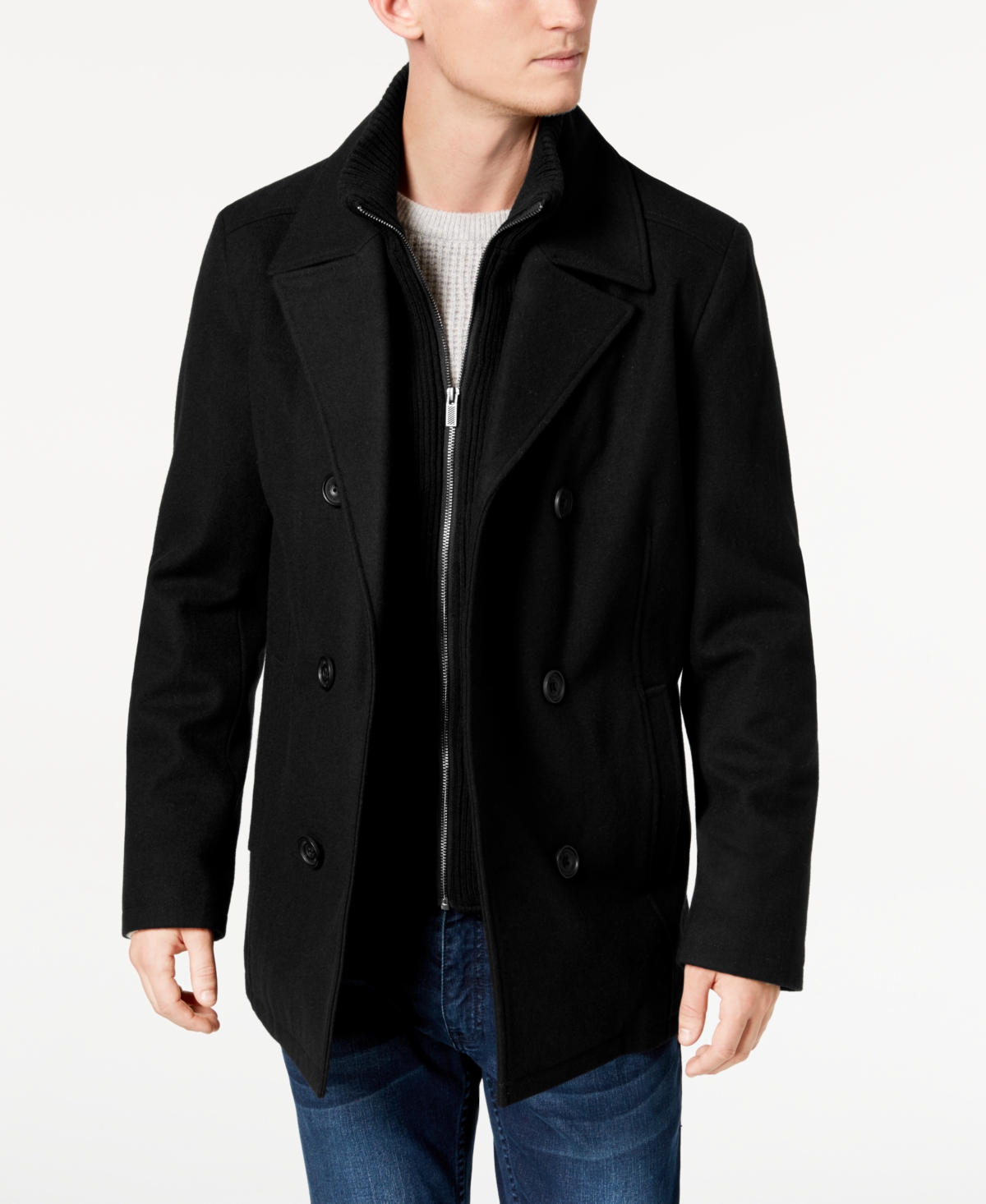Click here for Kenneth Cole Mens Double Breasted Wool Blend Peaco... prices