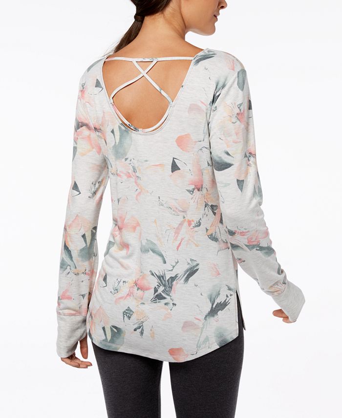 Ideology Floral-Print V-Back Top, Created for Macy's - Macy's