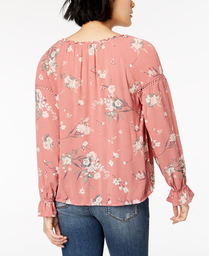 American Rag Juniors' Lace-Trim Poet Blouse, Created for Macy's - Macy's