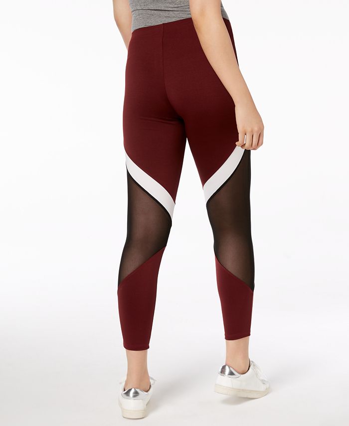 Material Girl Juniors' Contrast Stripe & Mesh Leggings, Created for ...