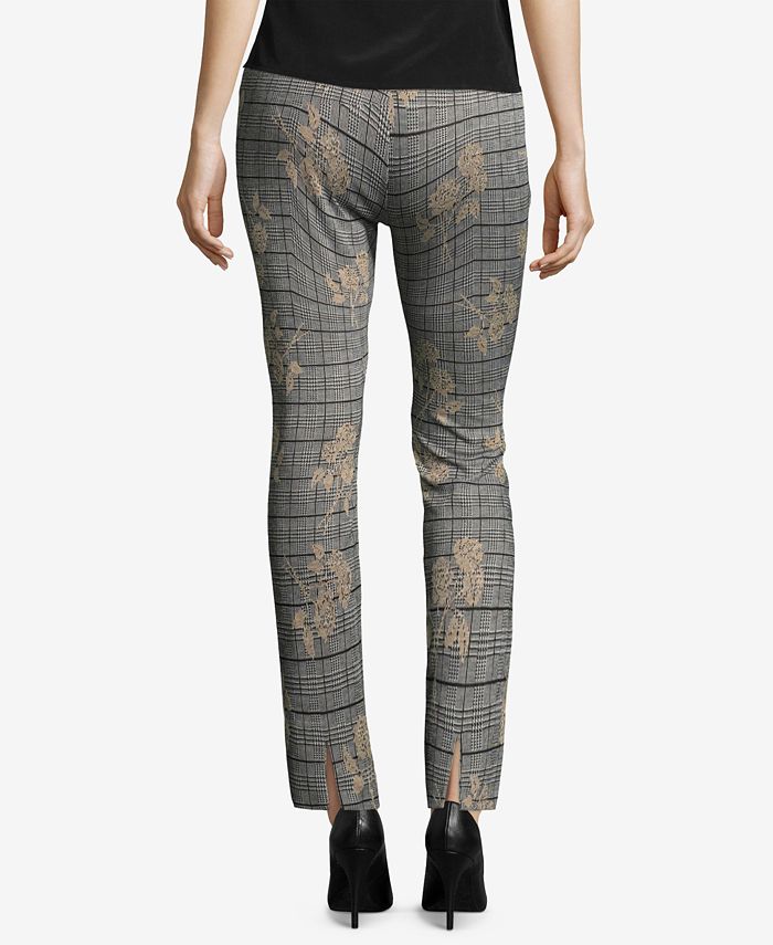 ECI Floral-Printed Plaid Pants - Macy's
