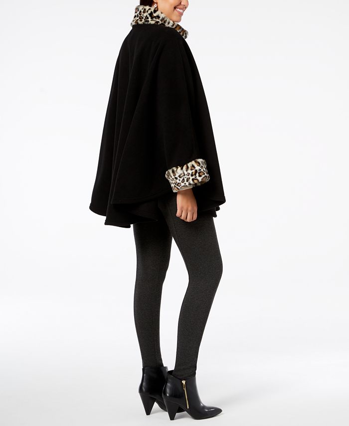 Cejon Leopard-Print Faux-Fur & Fleece Cape - Macy's