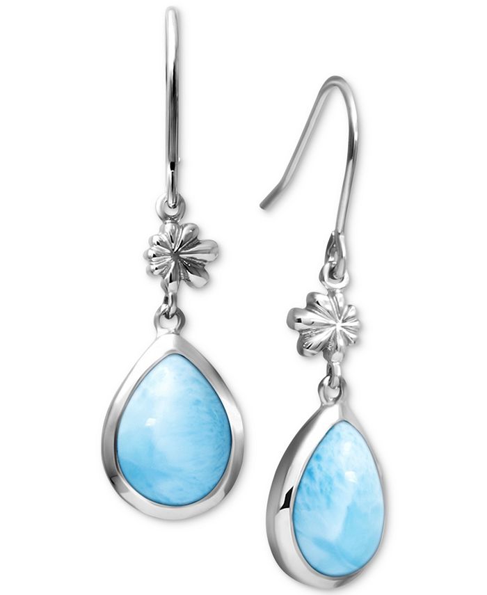 Marahlago Larimar Flower & Teardrop Drop Earrings in Sterling Silver ...