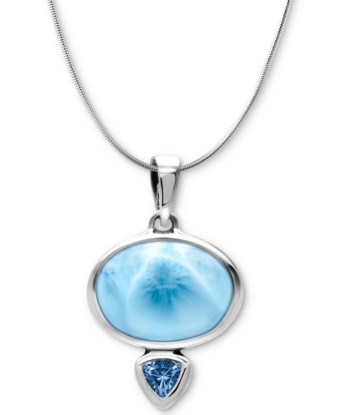 Marahlago Larimar & Blue Spinel 21" Pendant Necklace in Sterling Silver ...
