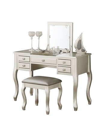 Poundex Vanity Set with Stool - Macy's