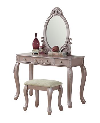 Poundex Vanity Set with Stool - Macy's