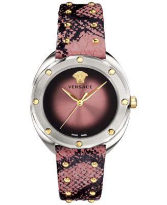 Versace Women's Swiss Shadov Dust Pink Elaphe Leather Strap Watch 38mm ...