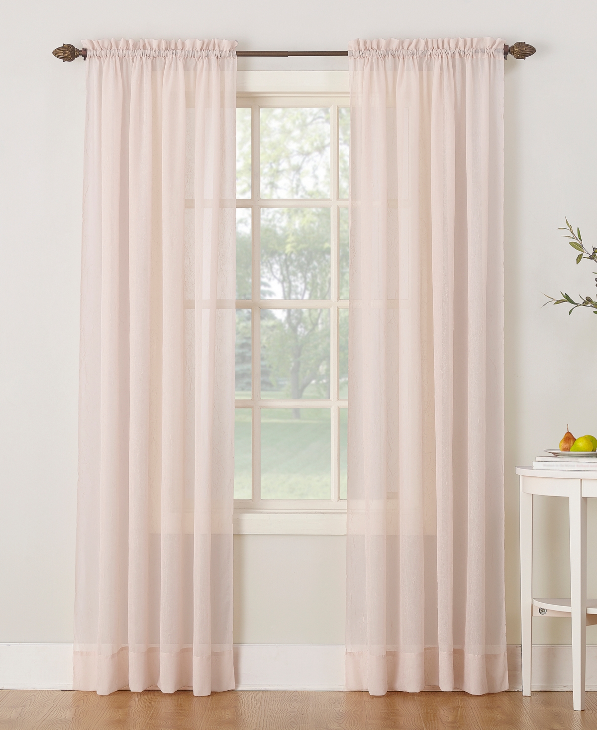 Click here for Crushed Sheer Voile Rod Pocket Curtain Panel - Whi... prices