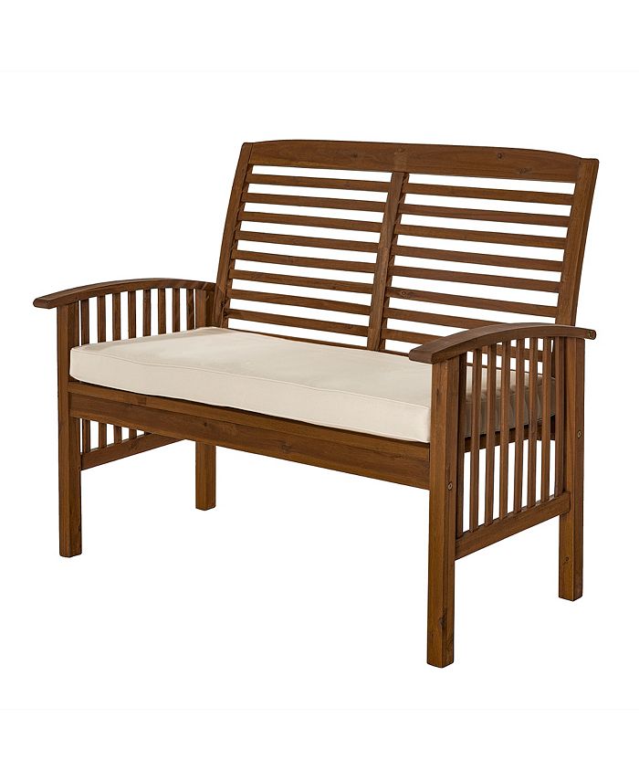 Walker Edison Acacia Wood Patio Loveseat Bench - Dark Brown - Macy's
