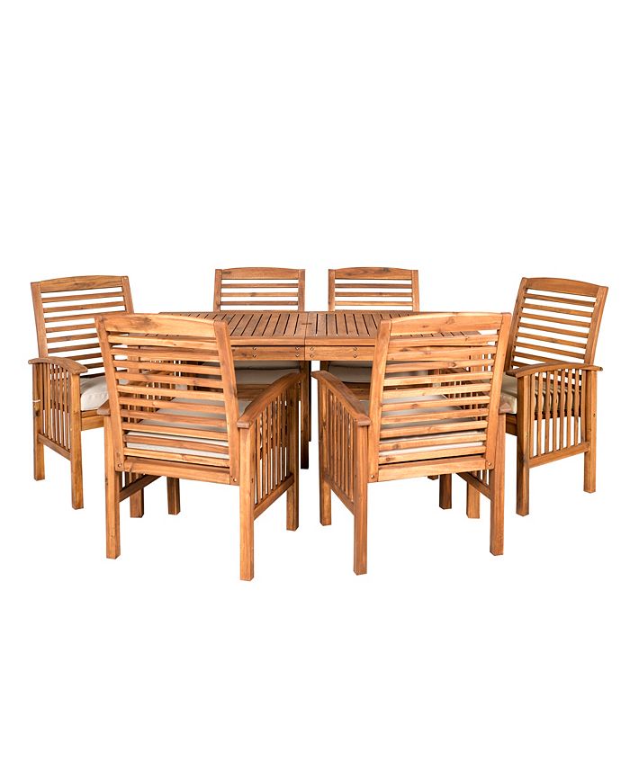 Walker Edison Outdoor Classic Contemporary Acacia Wood Simple Patio 7 ...