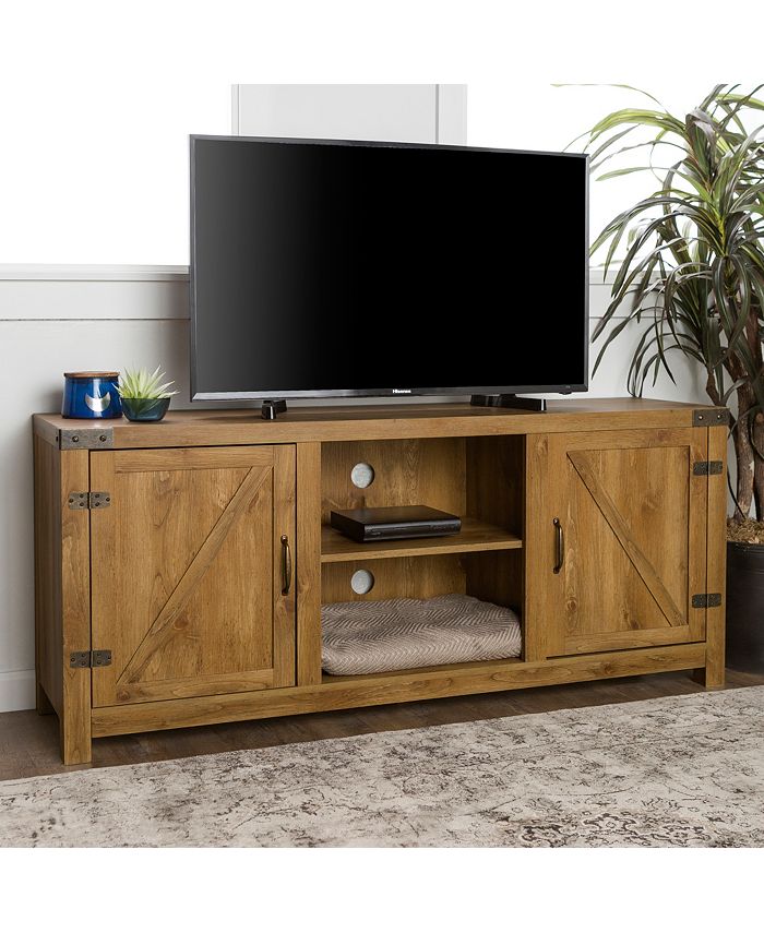 Walker Edison 58" Farmhouse TV Stand with Barn Door Side Doors ...