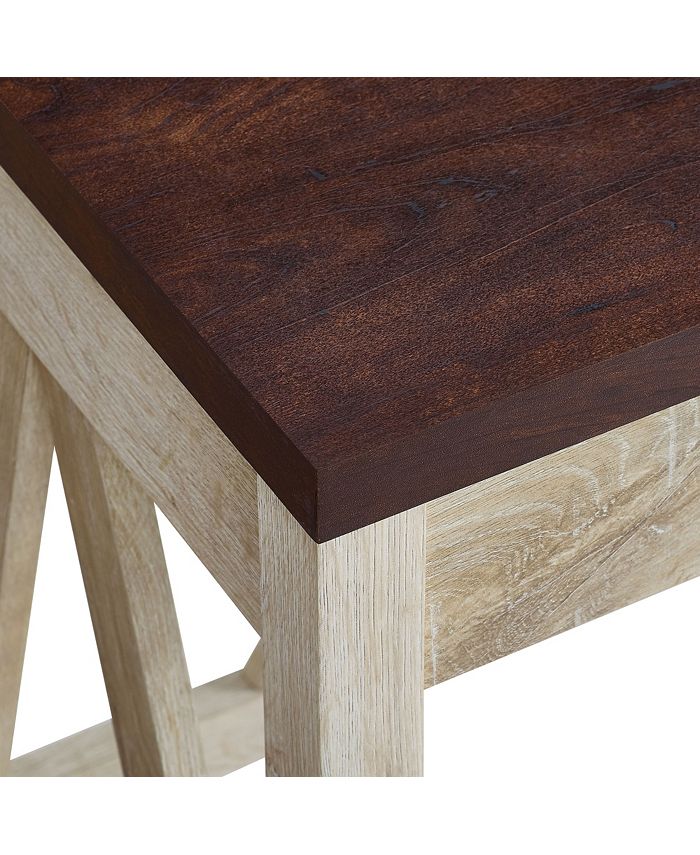 Walker Edison 46" A-Frame Desk, White Oak Base/Traditional Brown Top ...