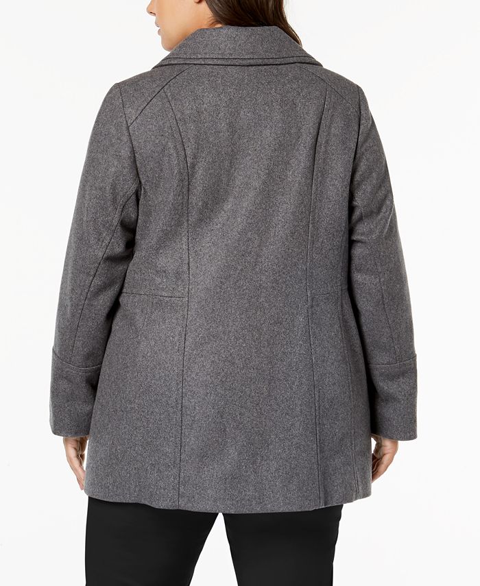 London Fog Plus Size Layered-Collar Peacoat - Macy's