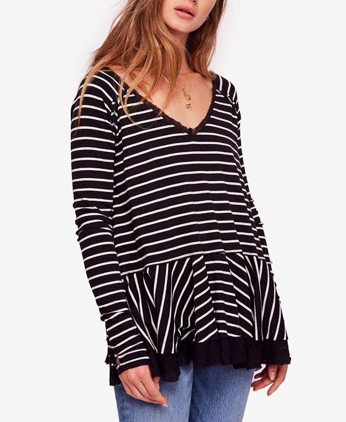 Free People Striped Peplum Top - Macy's