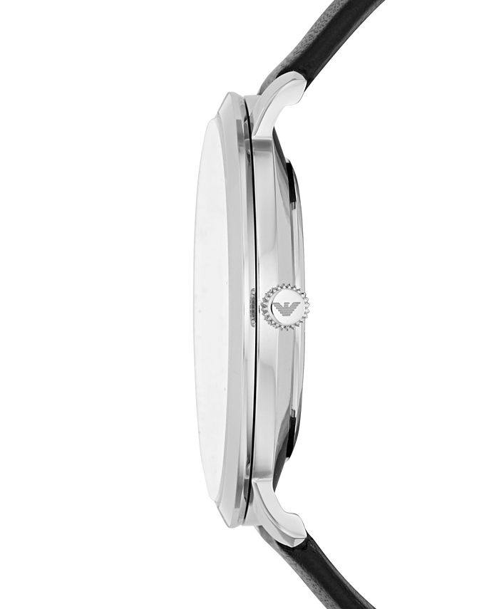 Emporio Armani Men's Black Leather Strap Watch 42mm - Macy's