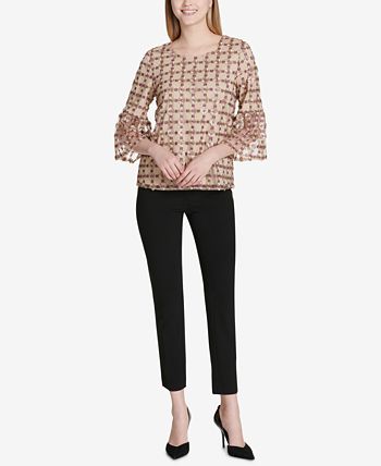 Calvin Klein Embroidered Mesh Top - Macy's